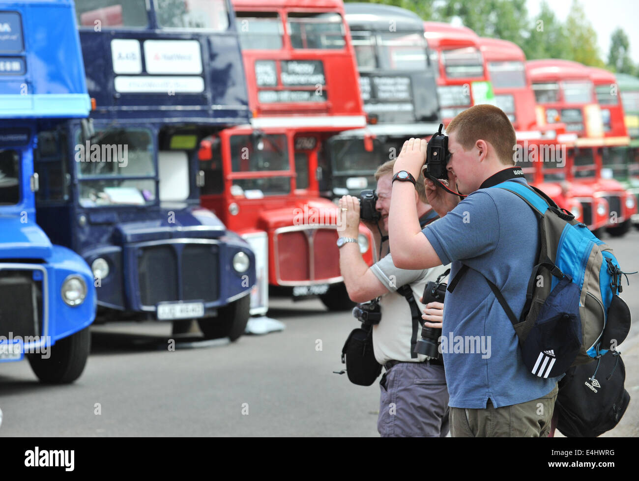 Finsbury Park, London, UK. 12th July 2014. Bus spotters enjoy the ...