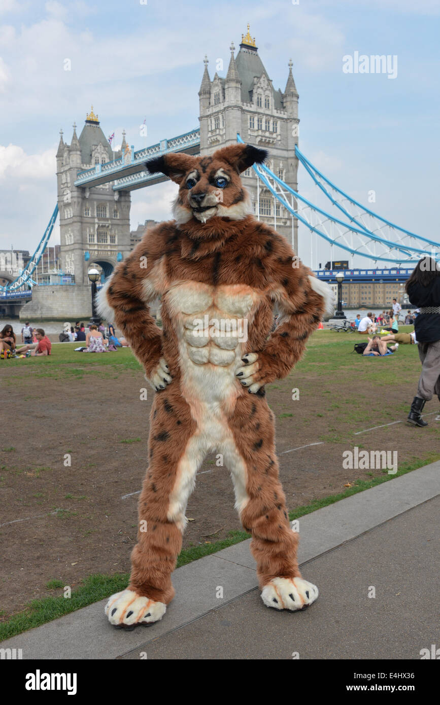 London, UK. 12th July, 2014. A group from the LondonFurs dress in ...