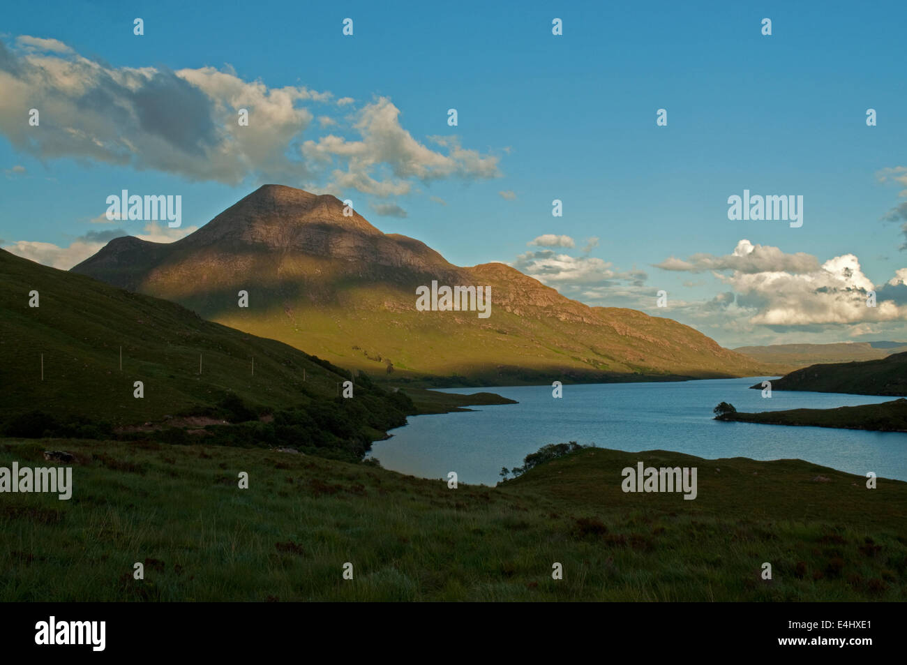 Evening sunlight over Cul Beag and Loch Lurgainn Stock Photo - Alamy
