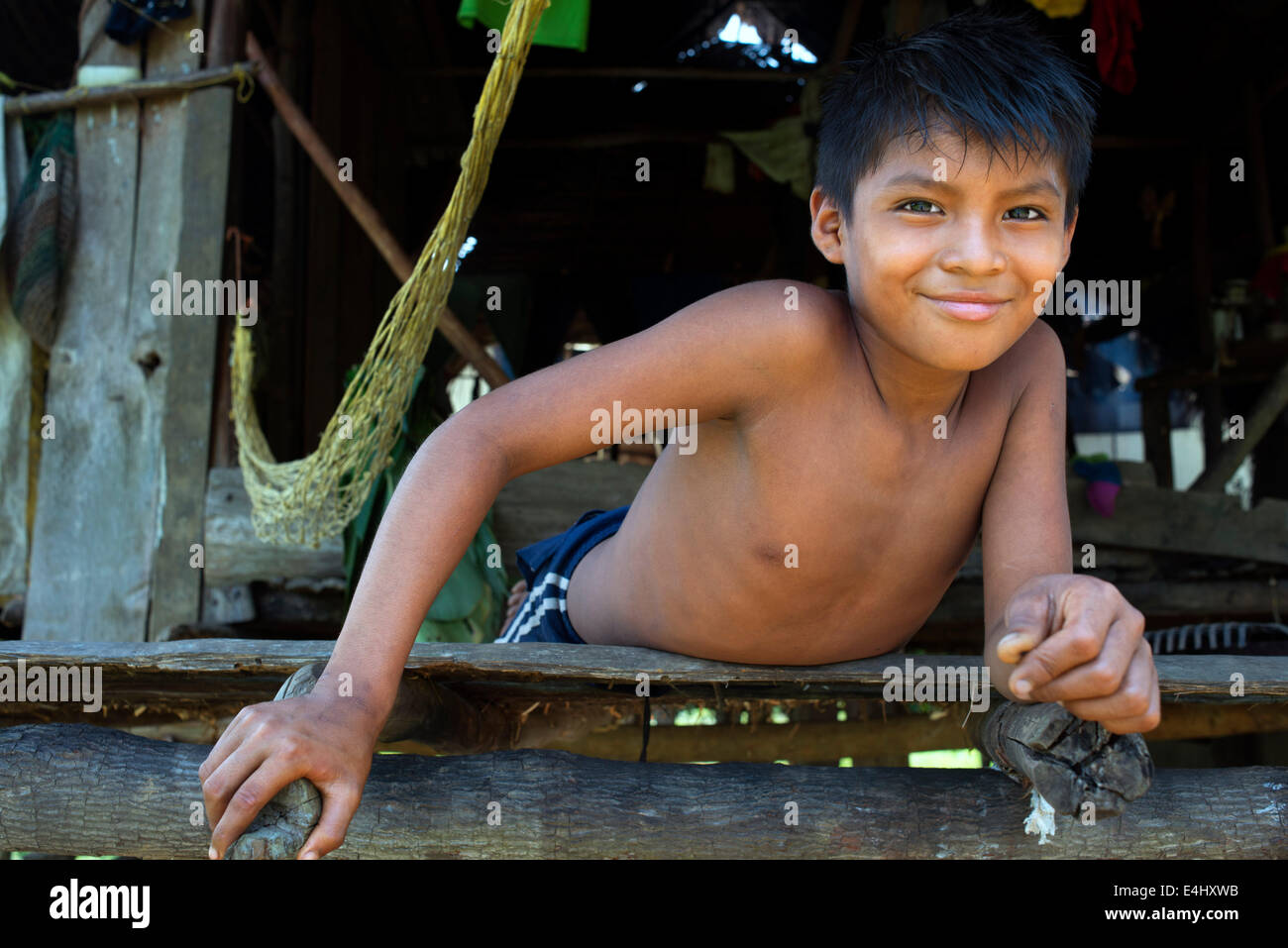 Boy in a House In The Ngobe Bugle Indian Village Of Salt Creek Near ...