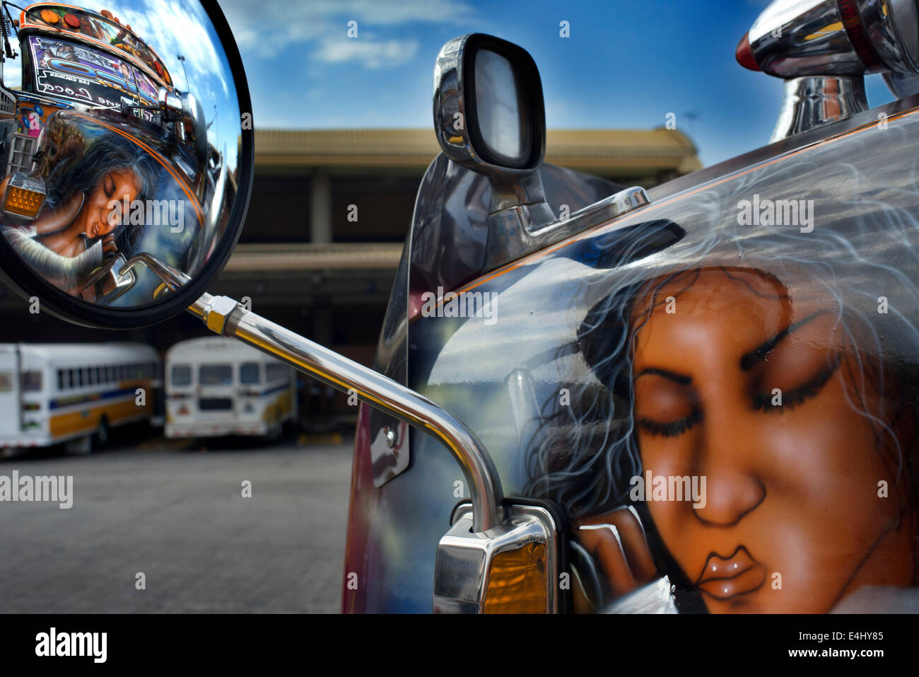 BUS RED DEVIL DIABLO ROJO PAINTED BUS PANAMA CITY REPUBLIC OF PANAMA ...