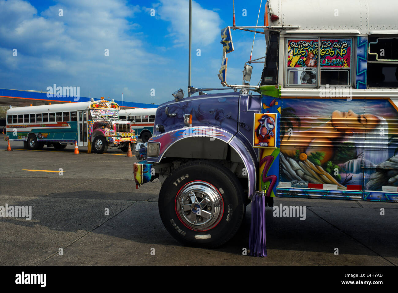 BUS RED DEVIL DIABLO ROJO PAINTED BUS PANAMA CITY REPUBLIC OF PANAMA ...