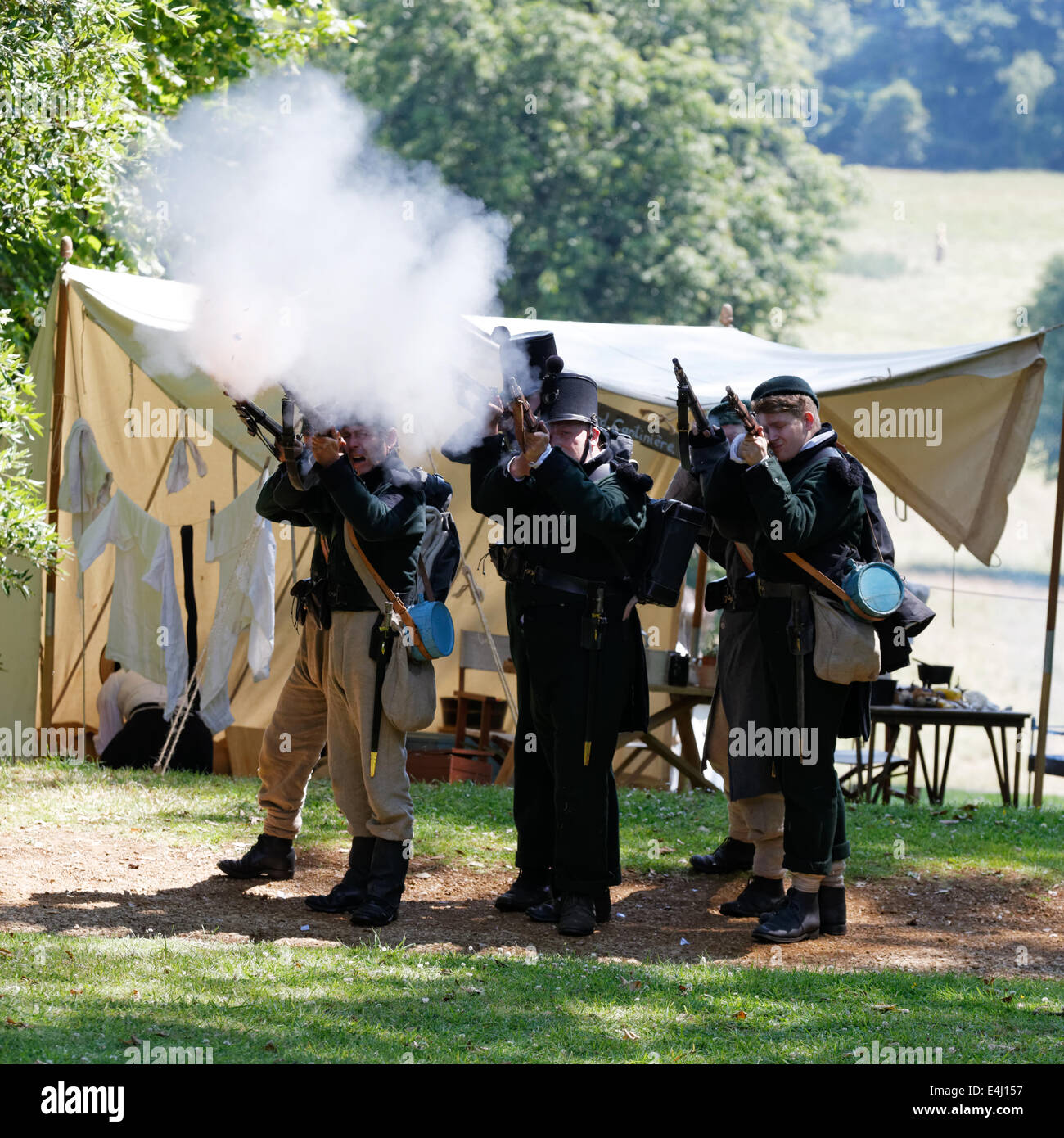 The Crimean Rifle Brigade demonstrate the use of Lee Enfield muskets at ...