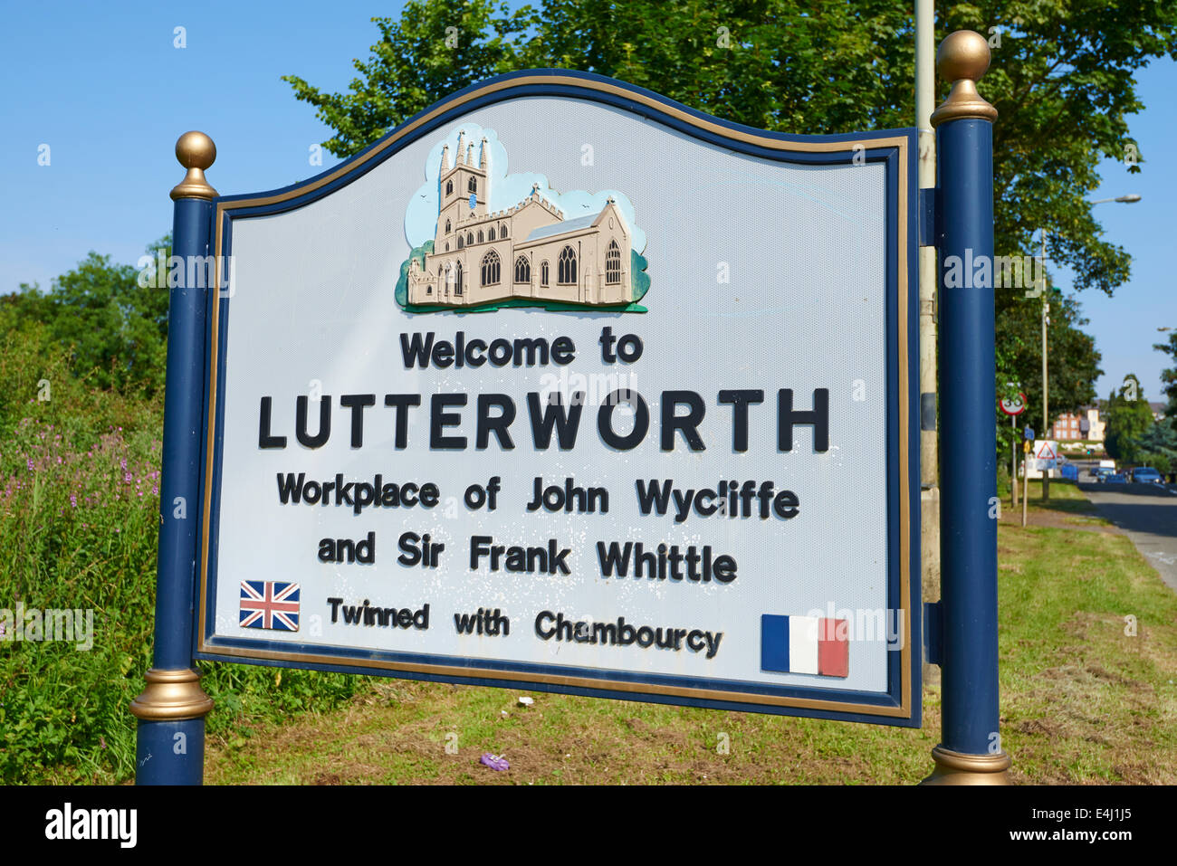 Welcome To Lutterworth Town Sign Leicestershire Stock Photo - Alamy
