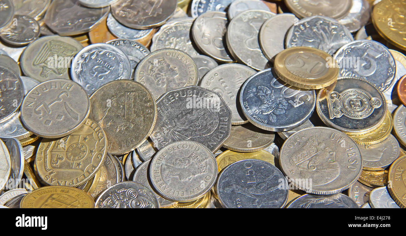 Collection of the old circulated coins Stock Photo - Alamy