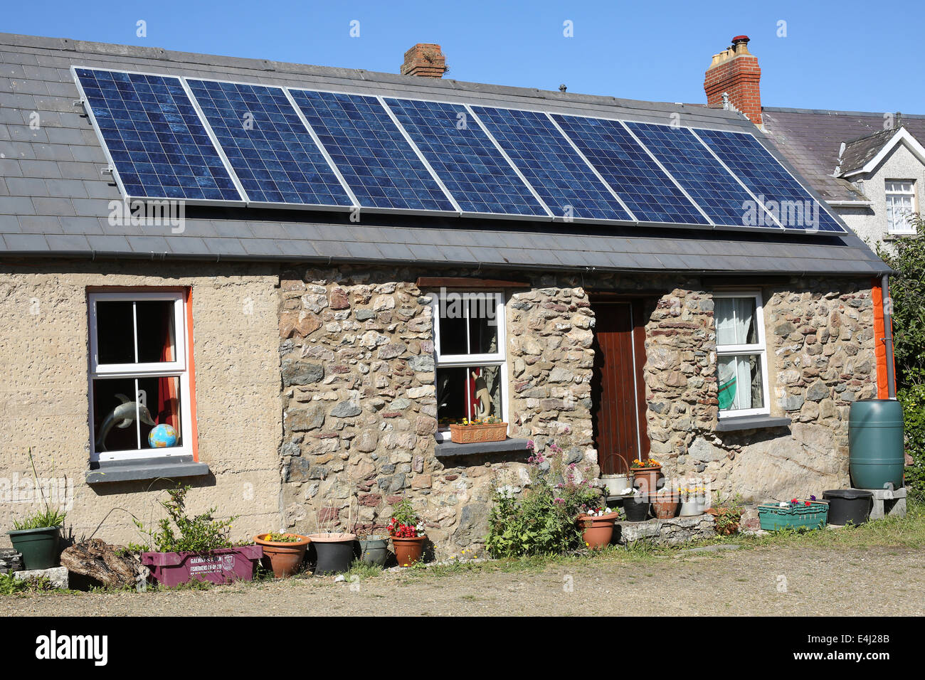 Solar powered cottage in Marloes in west Wales, July 2014 Stock Photo ...