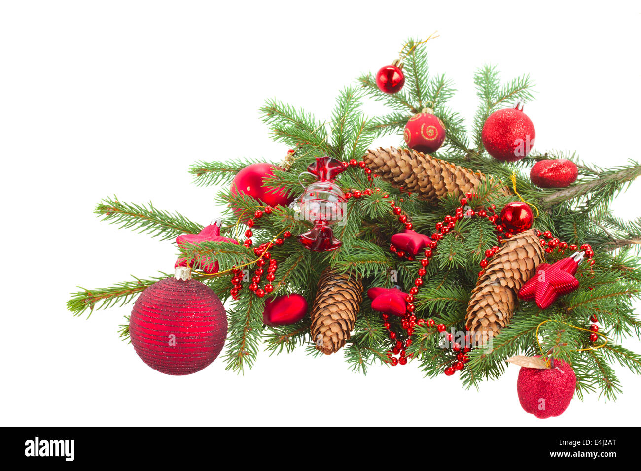 evergreen fir tree and red christmas ball Stock Photo - Alamy