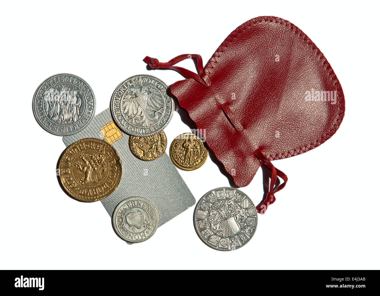 Collection of the medieval coins on the white background Stock Photo ...
