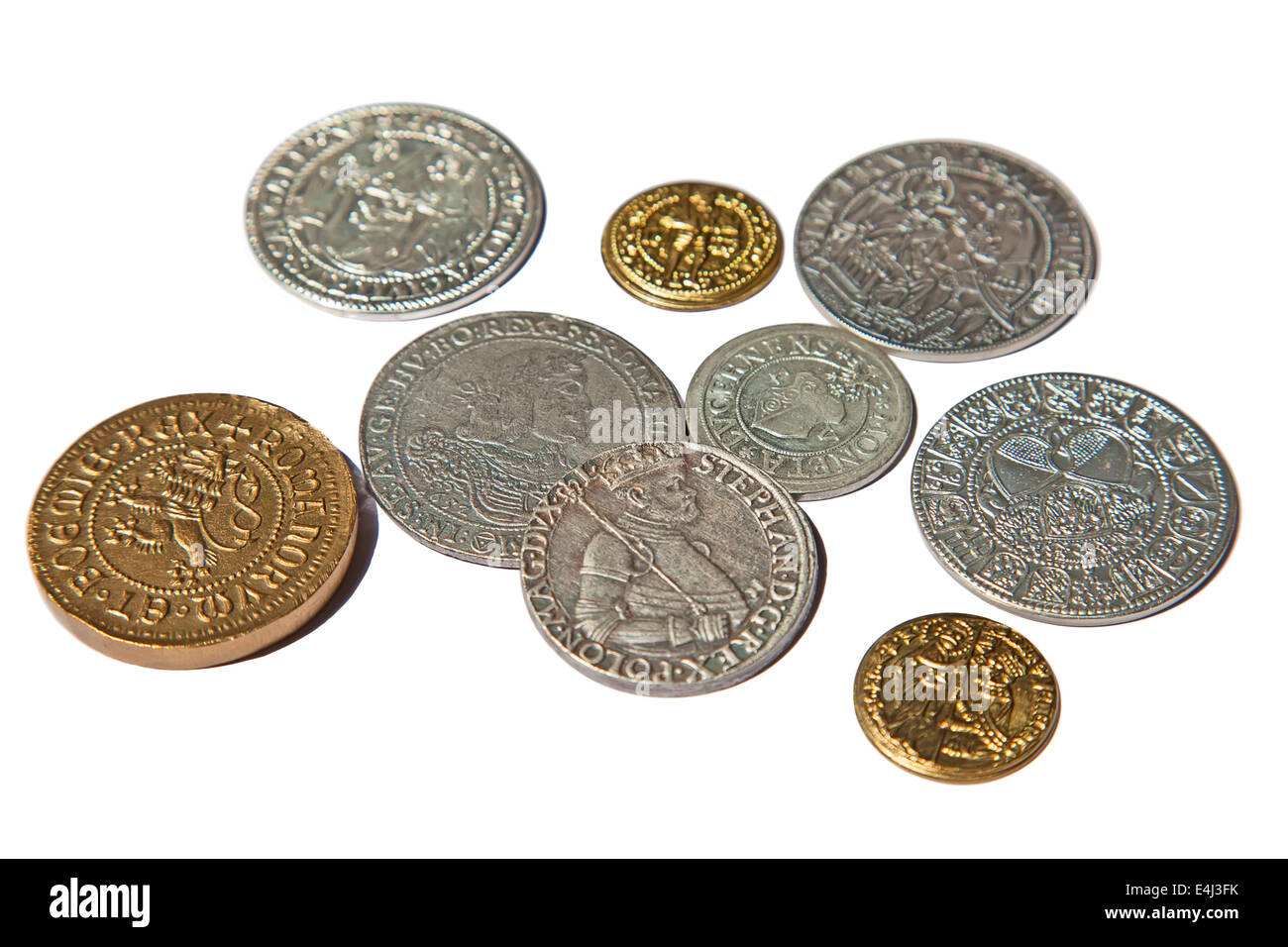 Collection of the medieval coins on the white background Stock Photo ...