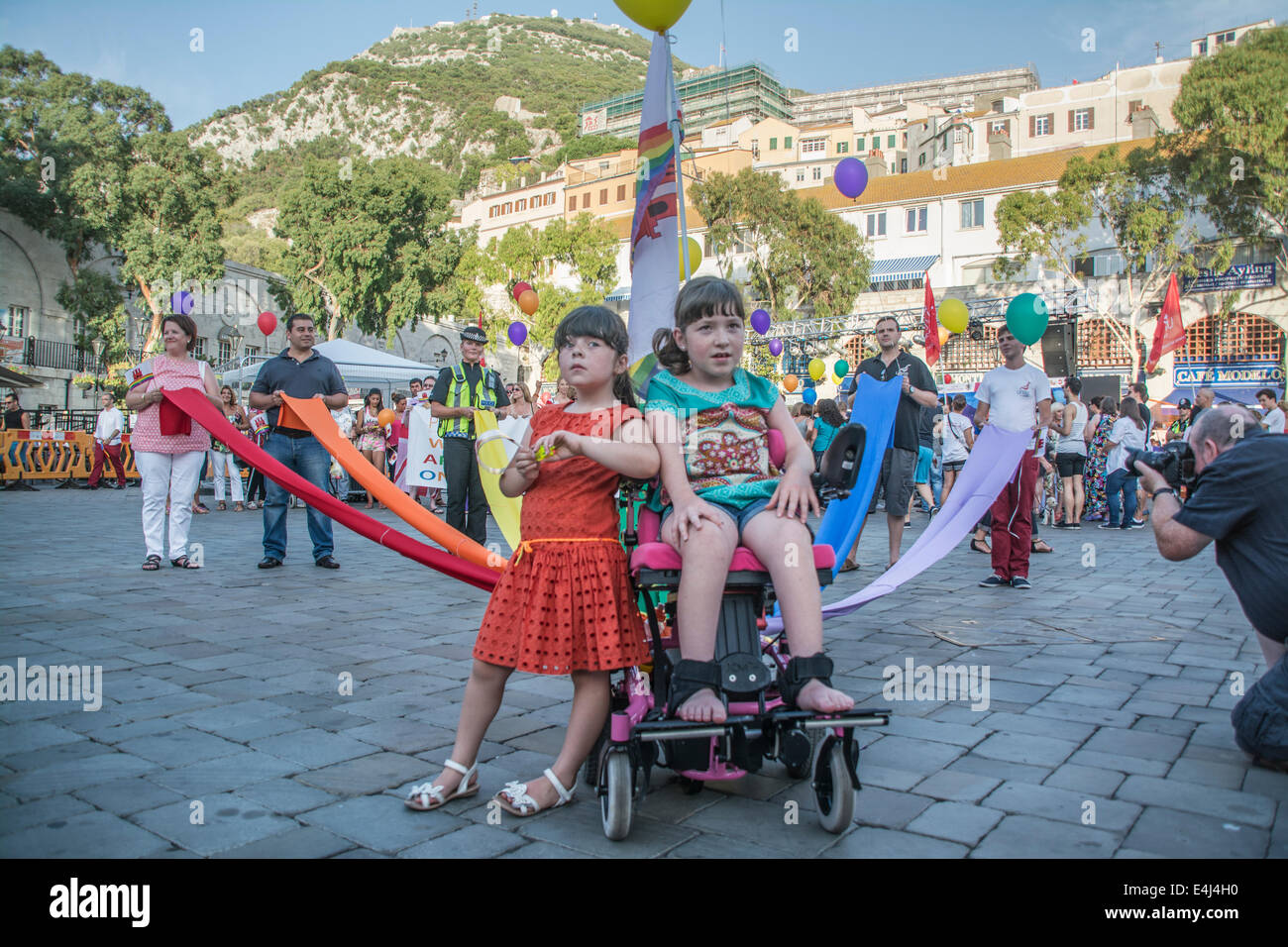 Gibraltar, 12th July 2014 - Two young girls headed the parade through ...