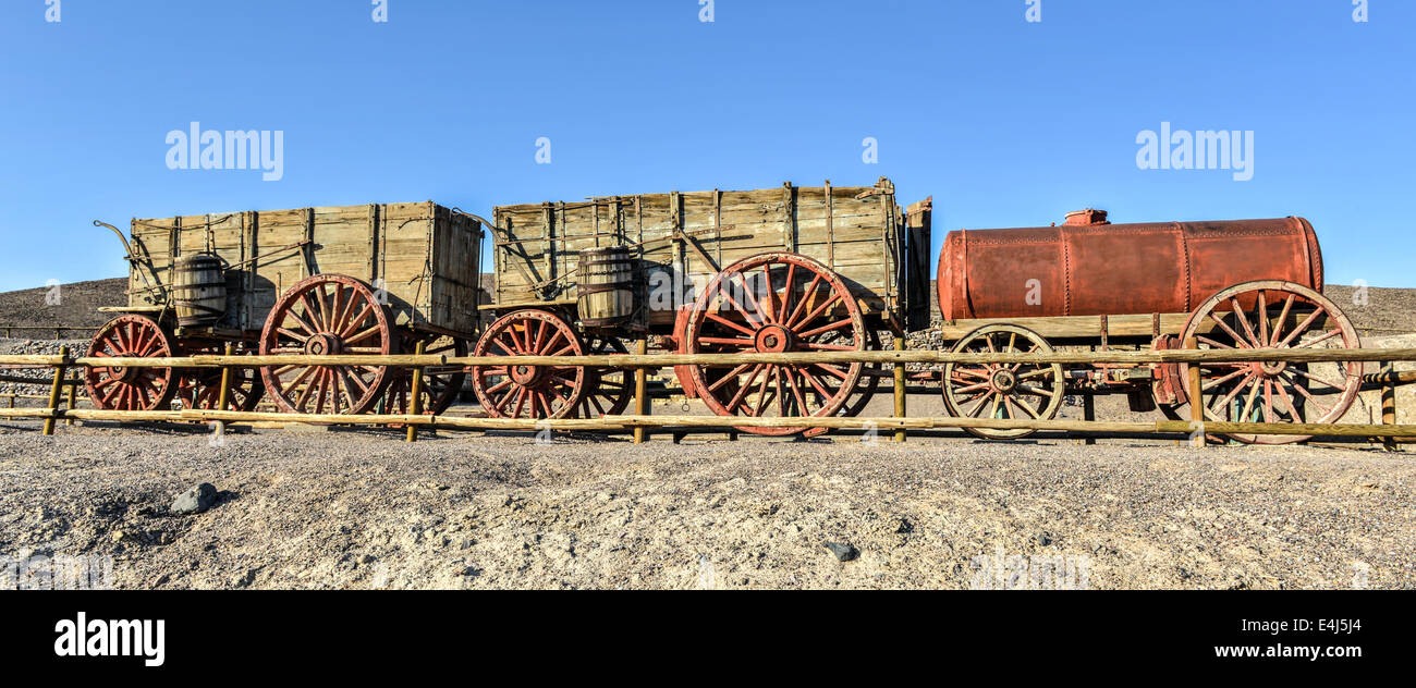 Old wagons and water tank at the Harmony Borax Works where 20 Mule ...