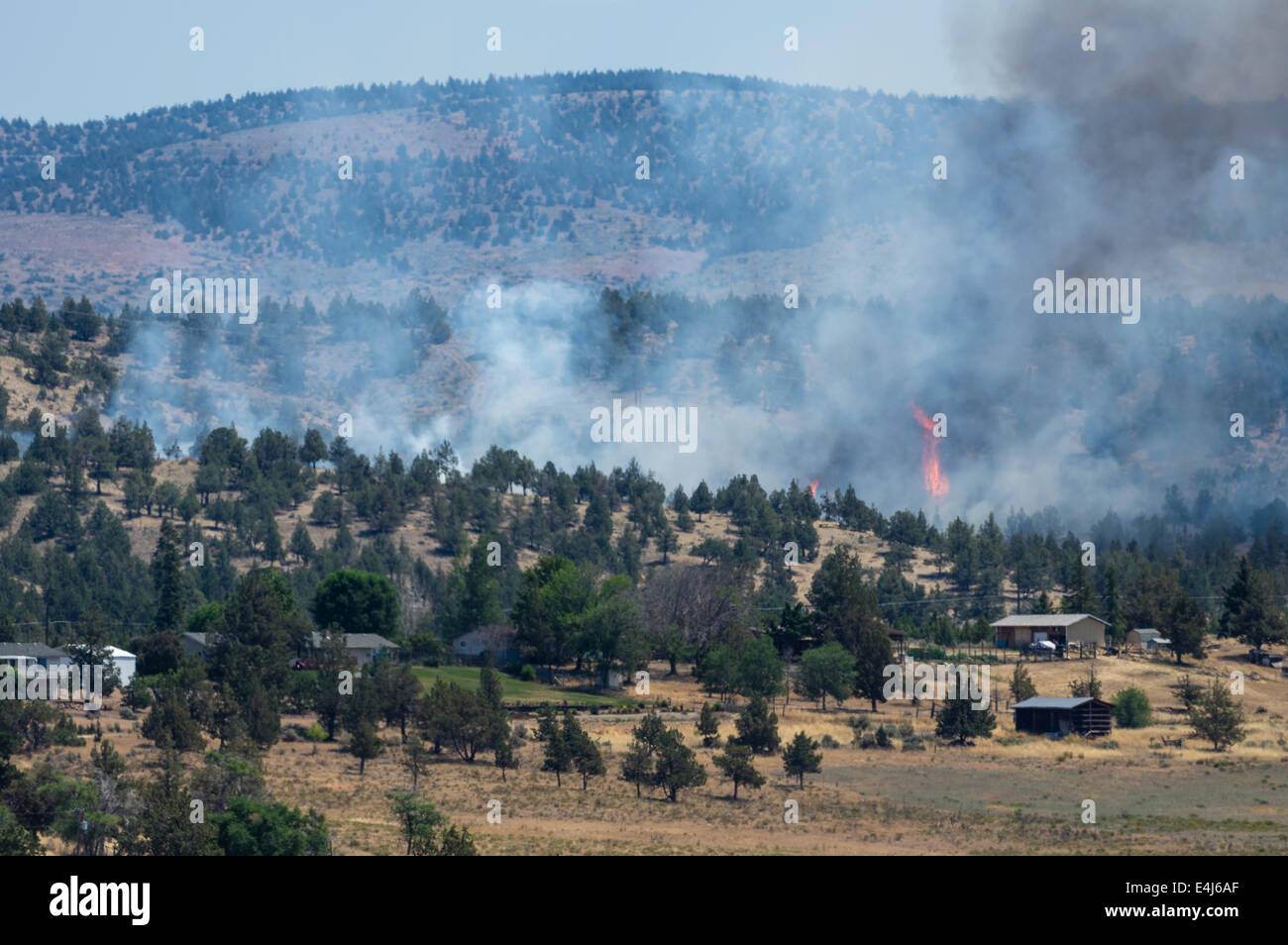 MADRAS, OREGON, April 12th, 2014. A wildfire erupts into flame near ...