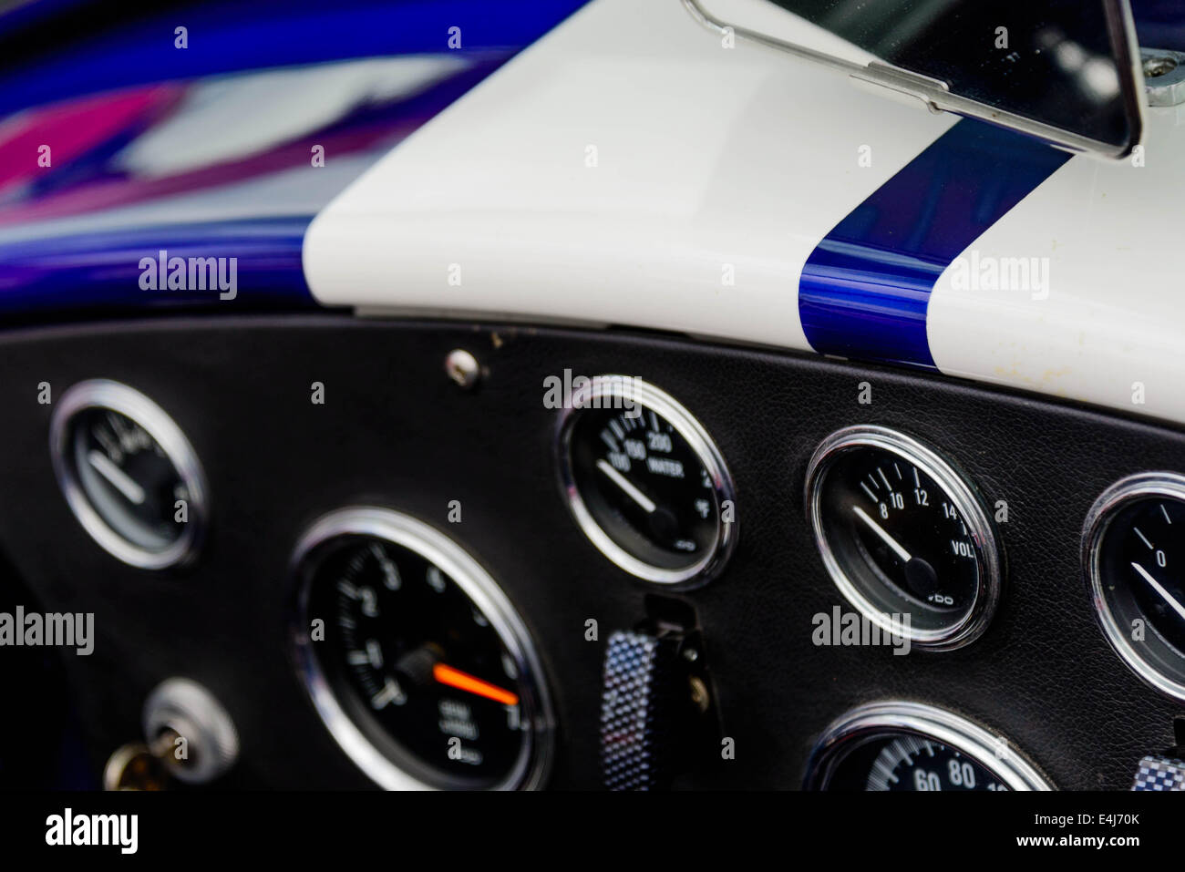 restored blue Shelby Cobra with white racing stripes Stock Photo - Alamy