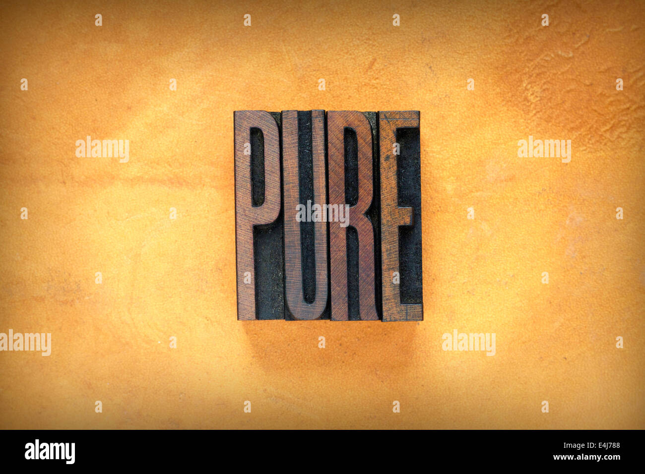 The word PURE written in vintage letterpress type Stock Photo - Alamy