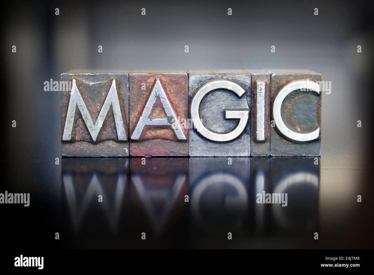 The word MAGIC written in vintage lead letterpress type Stock Photo - Alamy