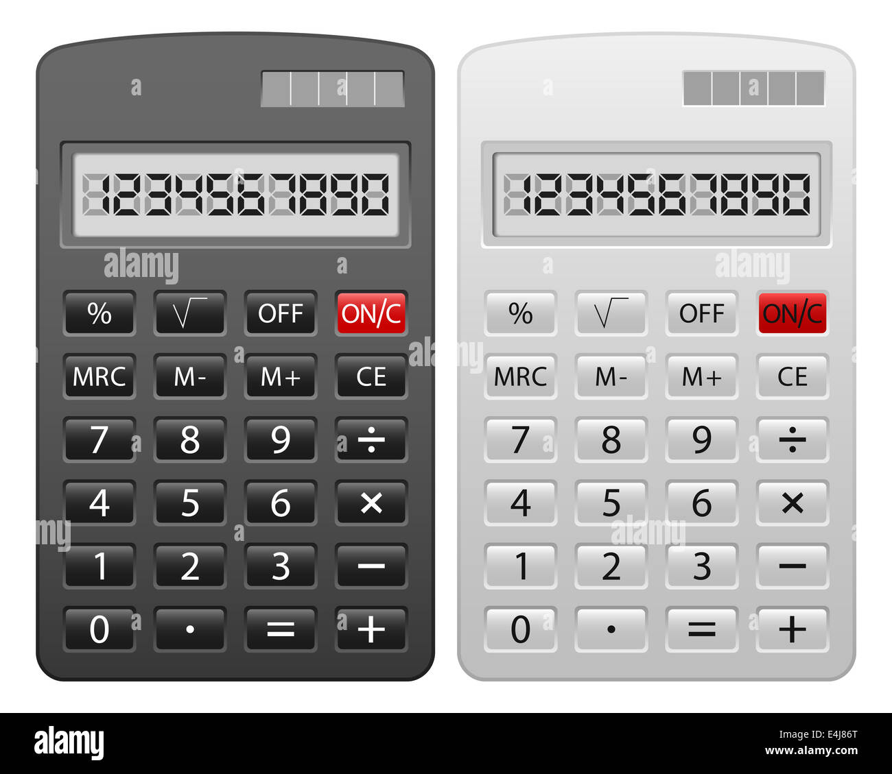 Two calculators on white background. Vector illustration Stock Photo ...