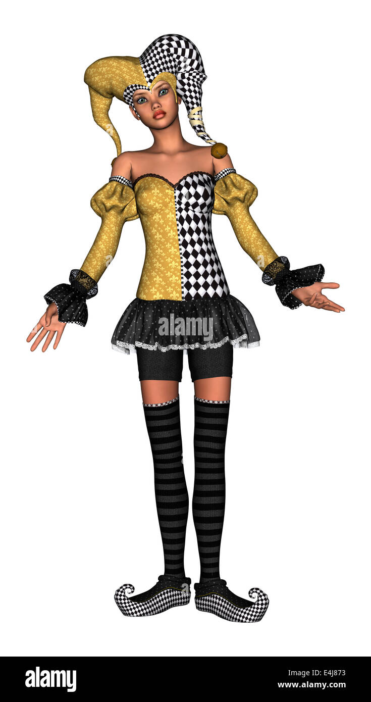 3D digital render of a jester performer isolated on white background ...