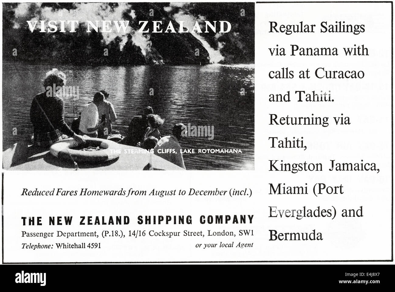 1960s advert for THE NEW ZEALAND SHIPPING COMPANY sailing via Panama in ...