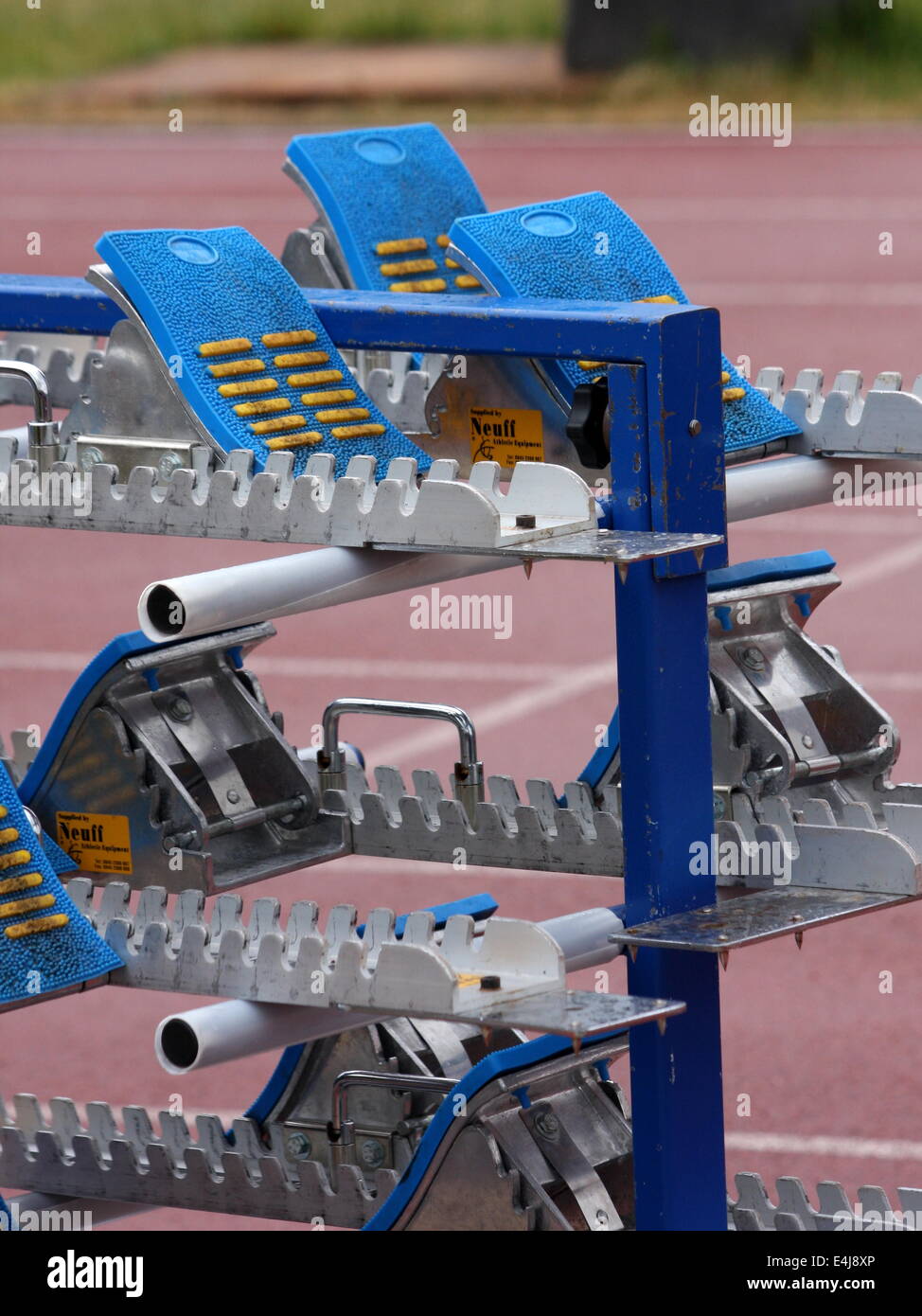 Starting blocks on stand Stock Photo - Alamy