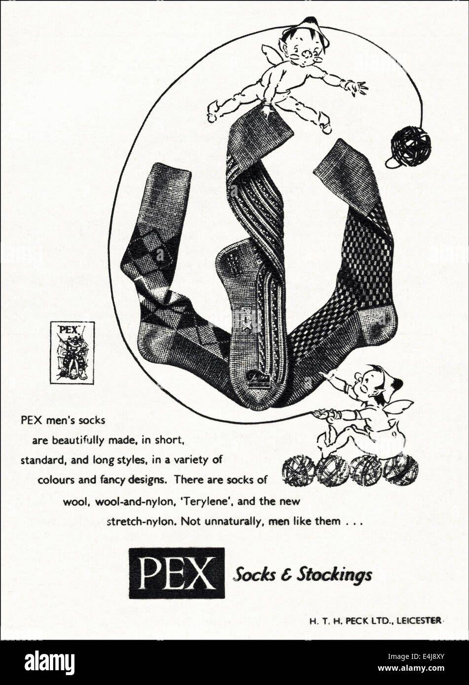 1950s advert for PEX SOCKS & STOCKINGS of Leicester in British magazine ...