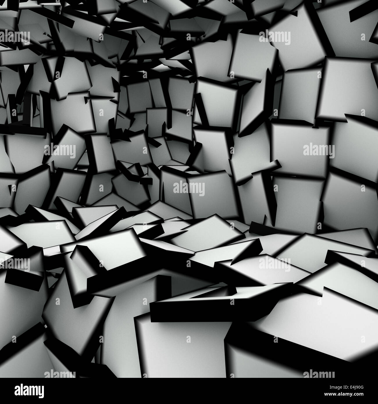 3d abstract shape interior fragmented in black and white Stock Photo ...