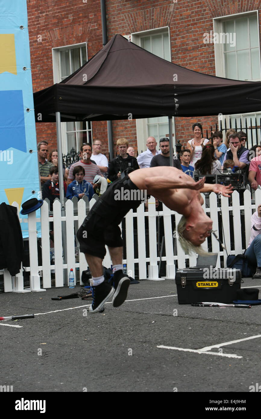 Aerial Manx performs his act including sword swallowing during the Laya ...