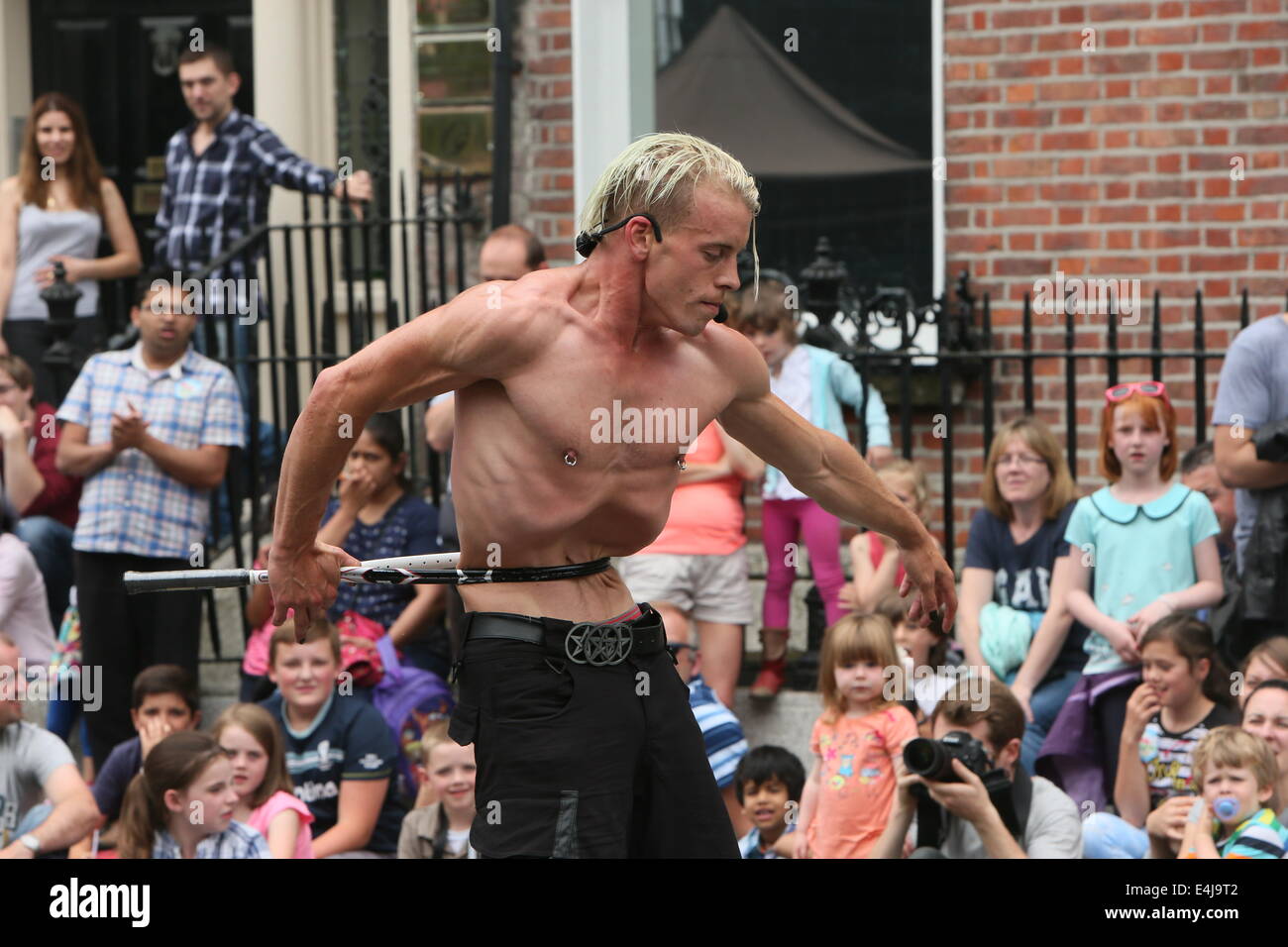 Aerial Manx performs his act including sword swallowing during the Laya ...