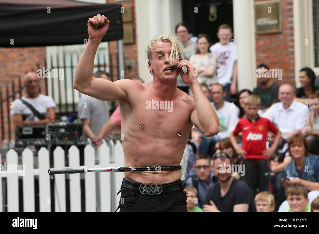 Aerial Manx performs his act including sword swallowing during the Laya ...