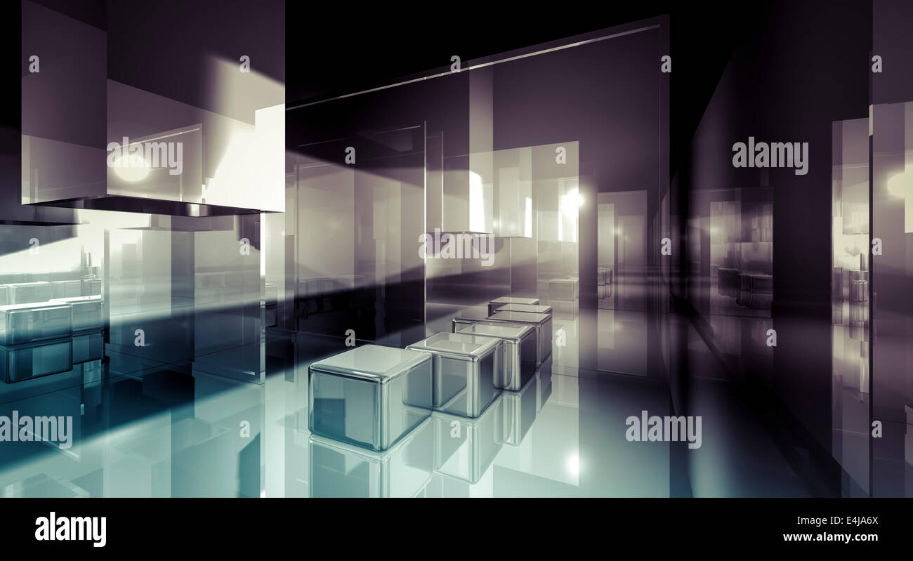Conference, 3d business room, Hall building with light and reflects ...