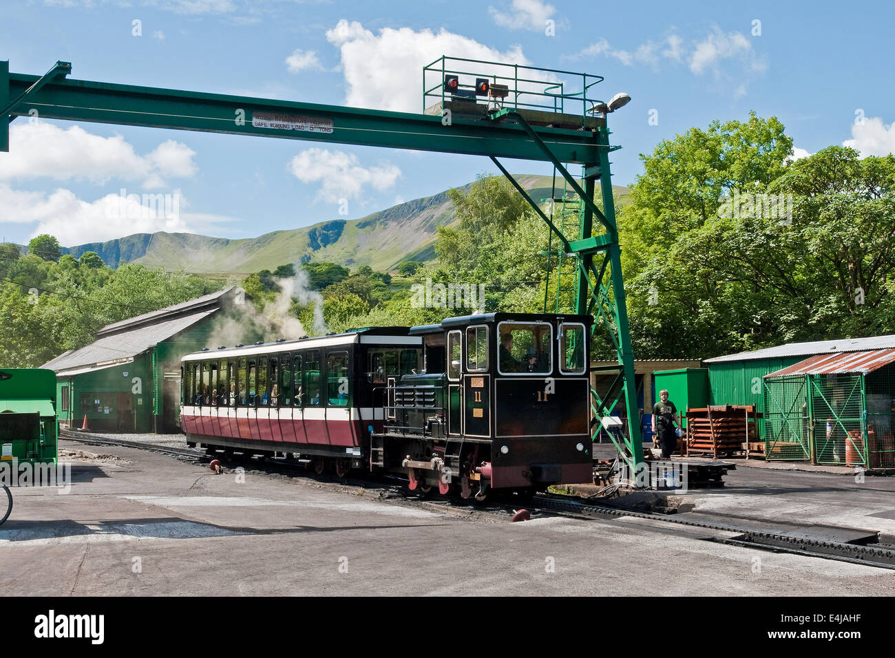 A snowdon mountain railway locomotive and carriage in snowdon hi-res ...