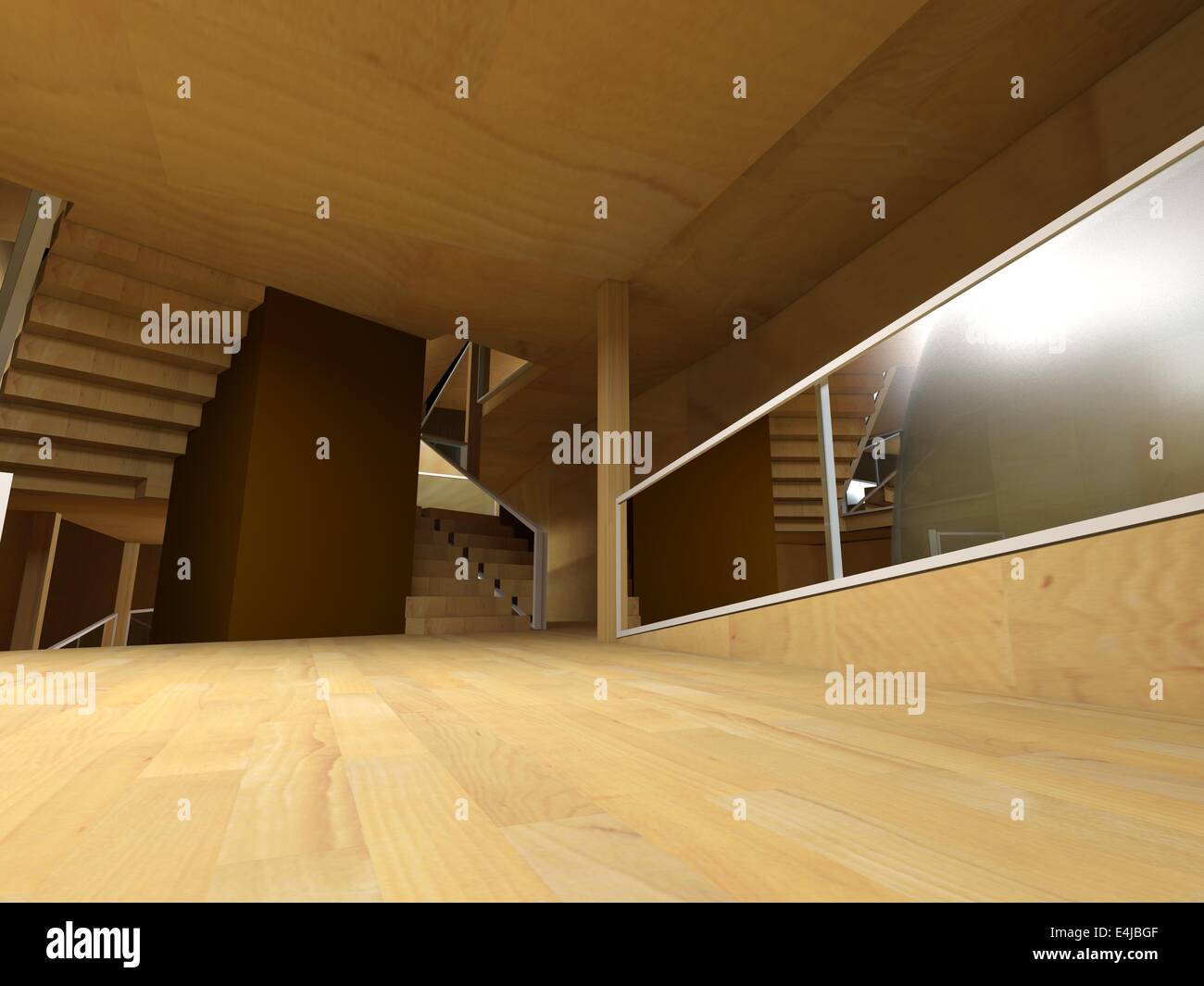 Conceptual architecture, indoor, wood room Stock Photo - Alamy