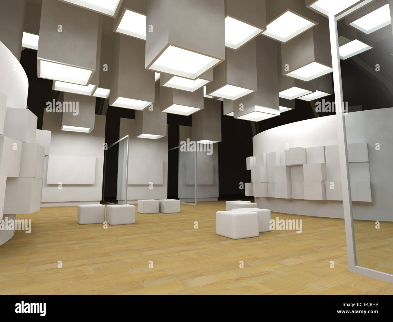Art gallery with blank frames, modern building, conceptual architecture ...