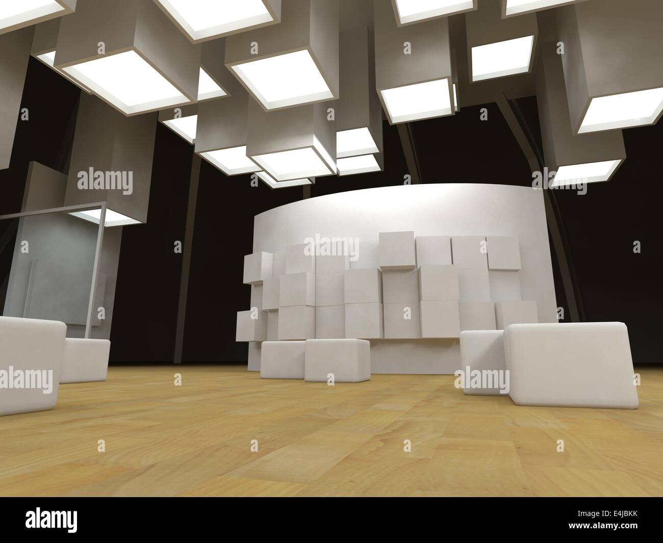 Art gallery with blank frames, modern building, conceptual architecture ...