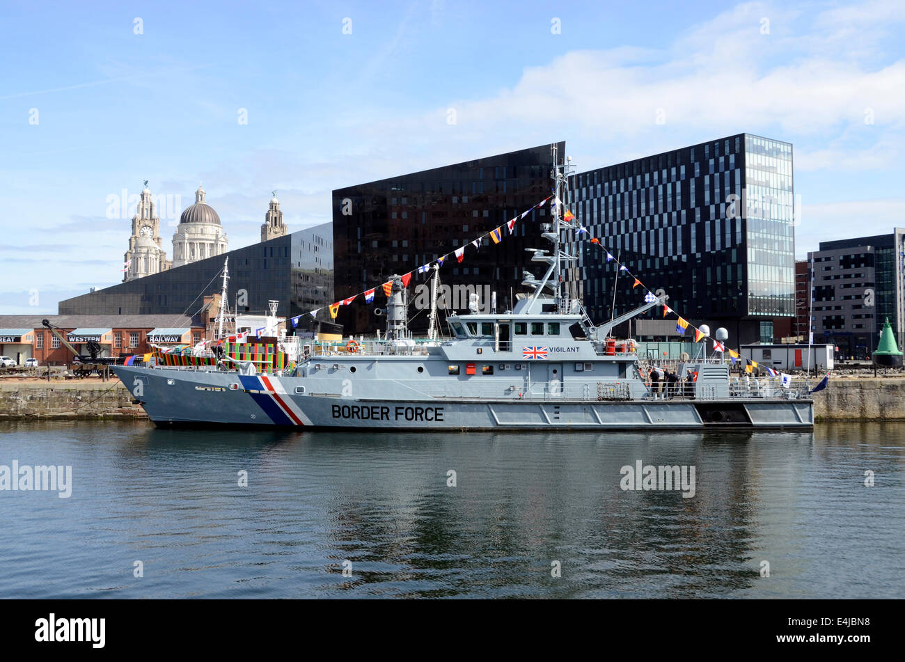 View of the Border Force enforcement ship at Victoria Dock, regenerated ...