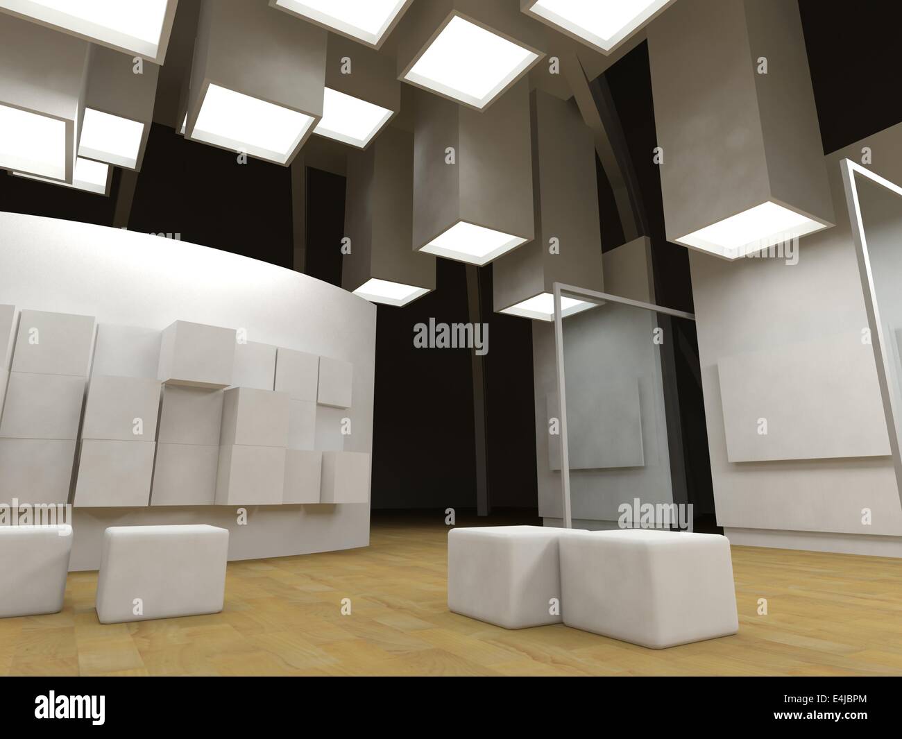 Art gallery with blank frames, modern building, conceptual architecture ...