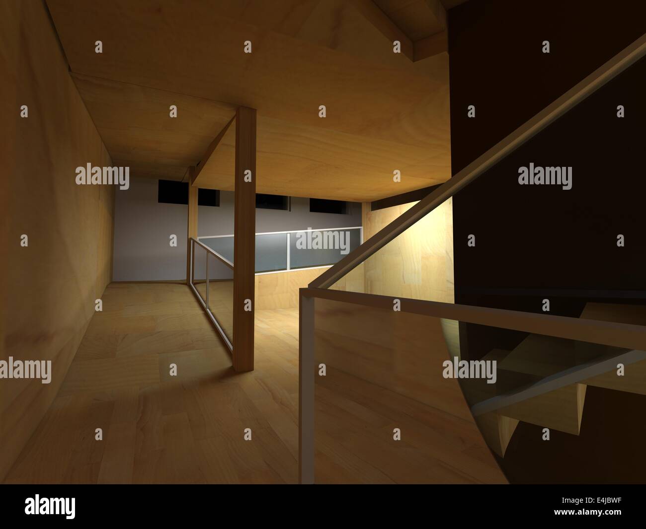 Conceptual architecture, indoor, wood room Stock Photo - Alamy