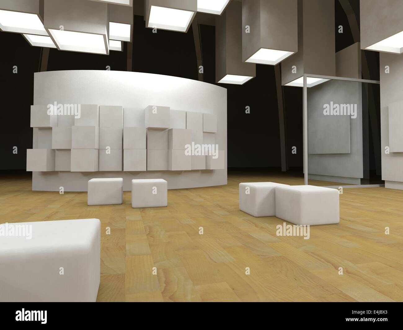 Art gallery with blank frames, modern building, conceptual architecture ...