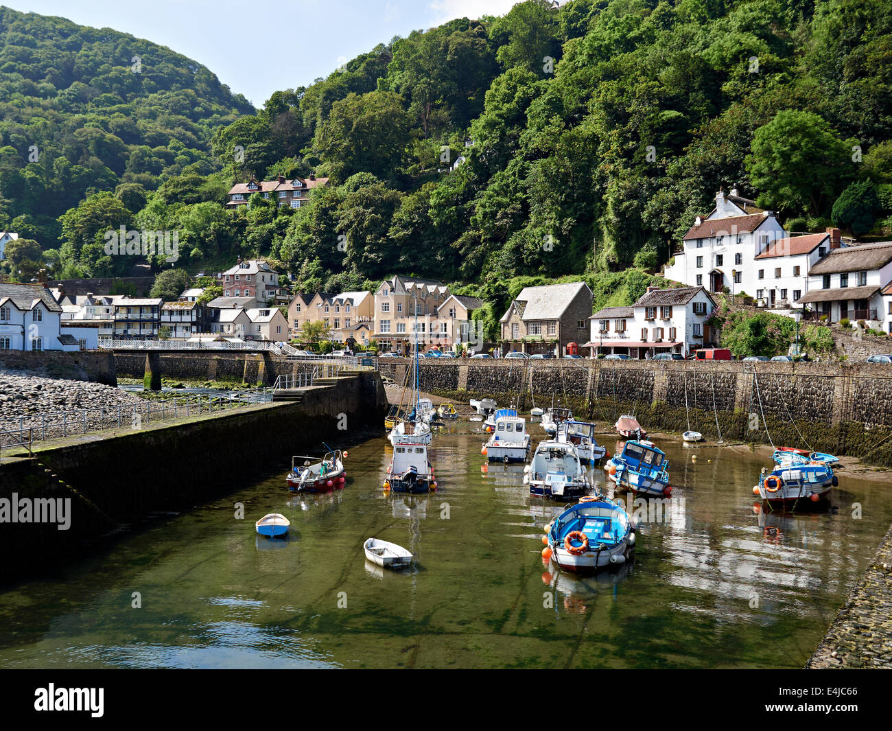 Lynmouth Harbour in early morning at low tide, Devon Stock Photo - Alamy