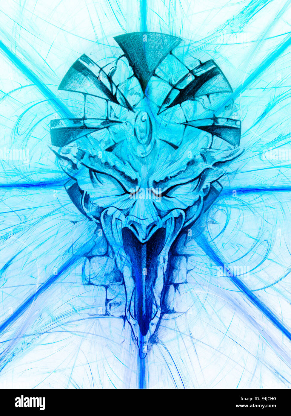 Paint of a gargoyle with vivid colors Stock Photo - Alamy