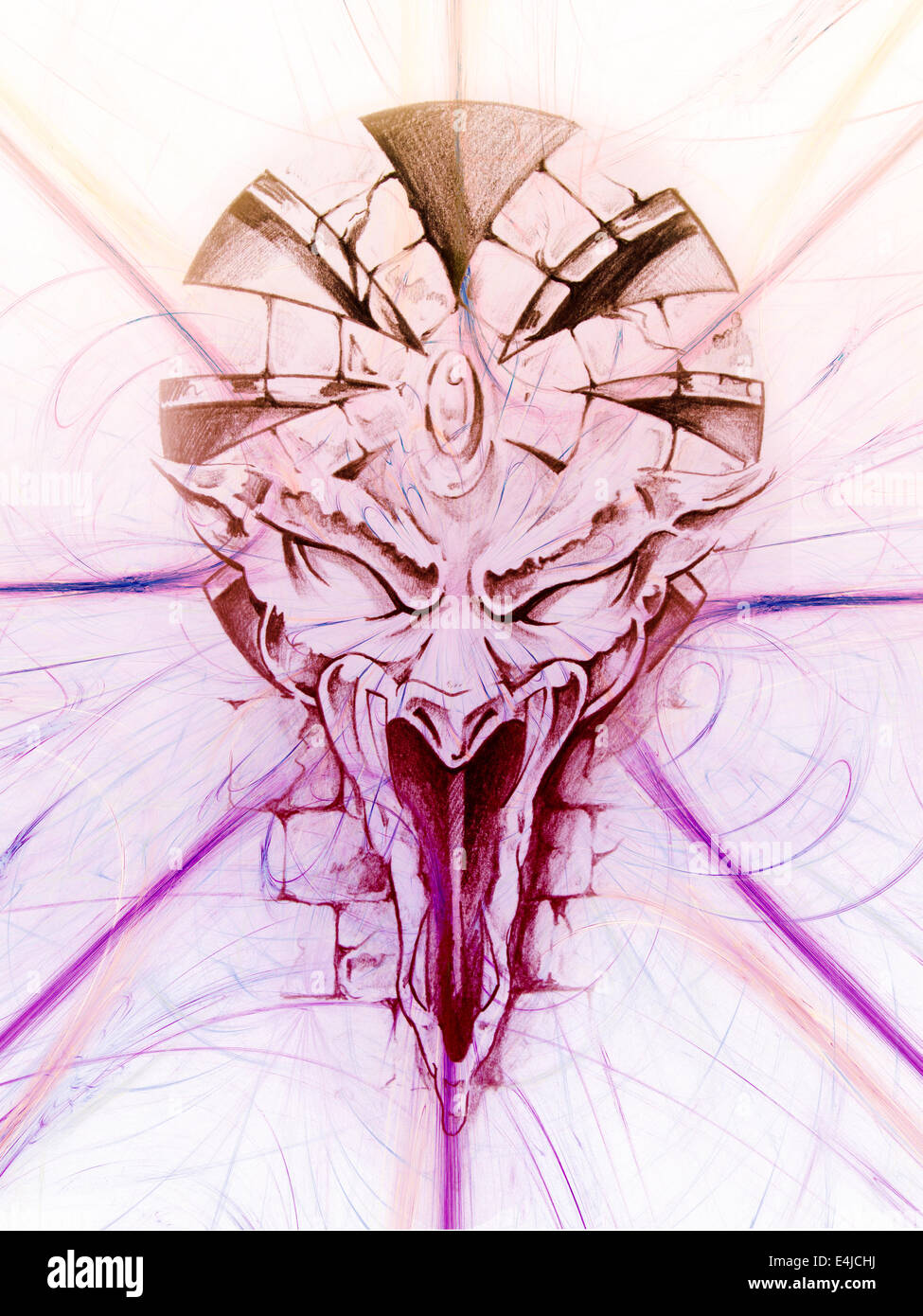 Paint of a gargoyle with vivid colors Stock Photo - Alamy