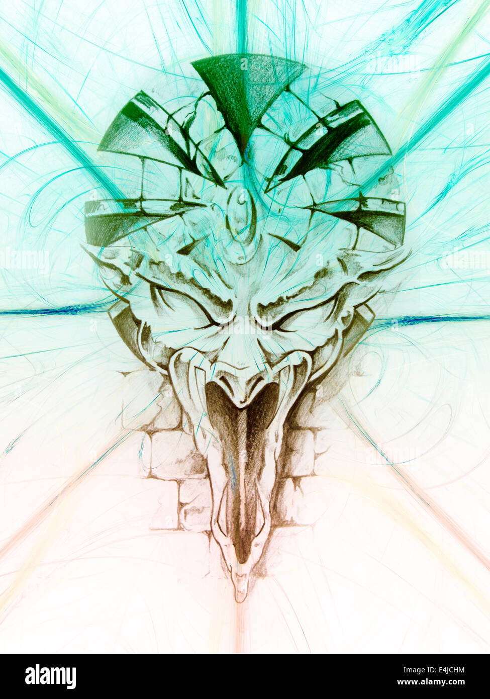 Paint of a gargoyle with vivid colors Stock Photo - Alamy