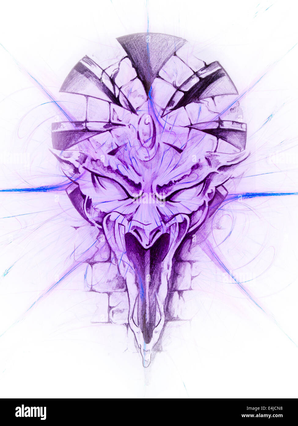 Paint of a gargoyle with vivid colors Stock Photo - Alamy
