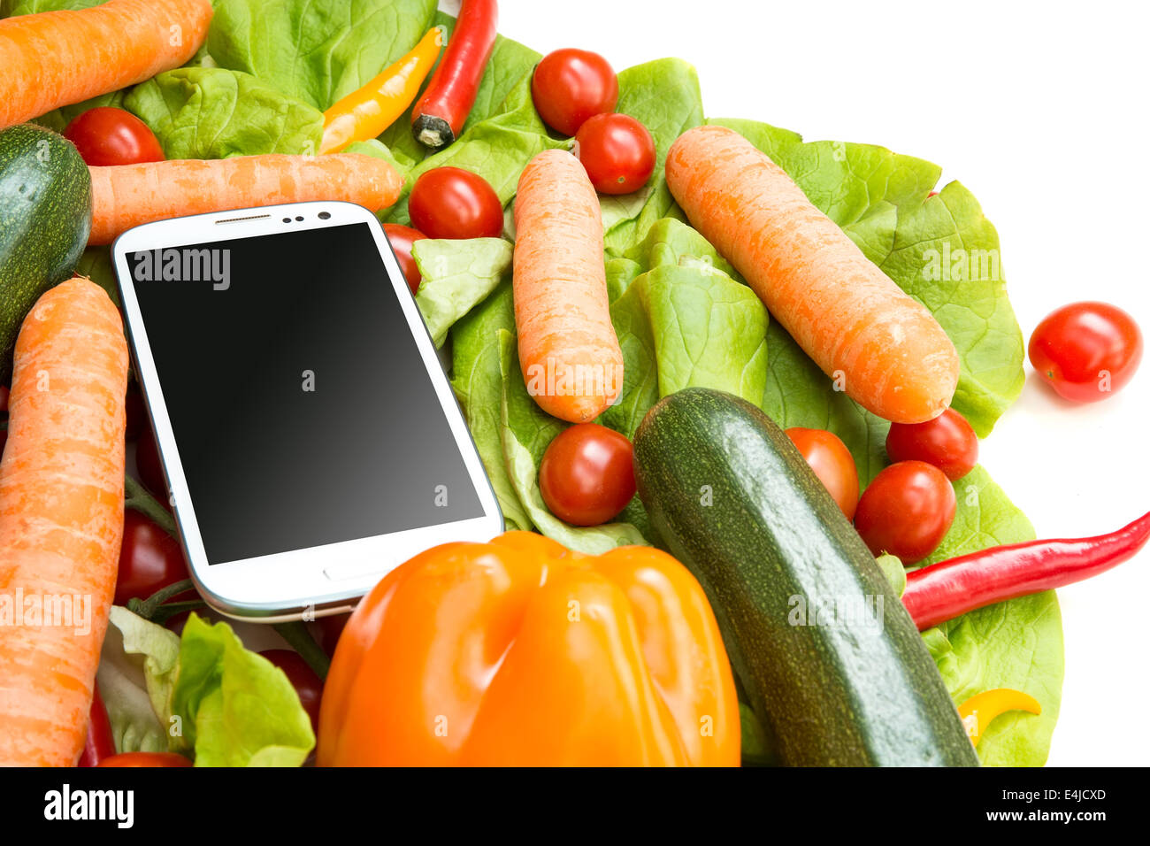 Various vegetables with a Smartphone Stock Photo - Alamy