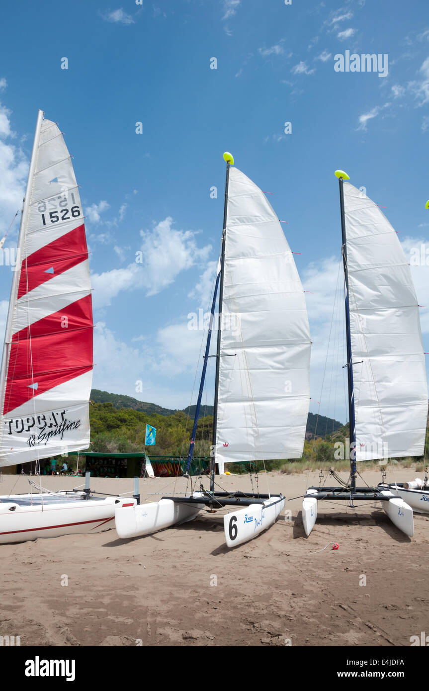 Sailing catamarans on the beach Stock Photo - Alamy