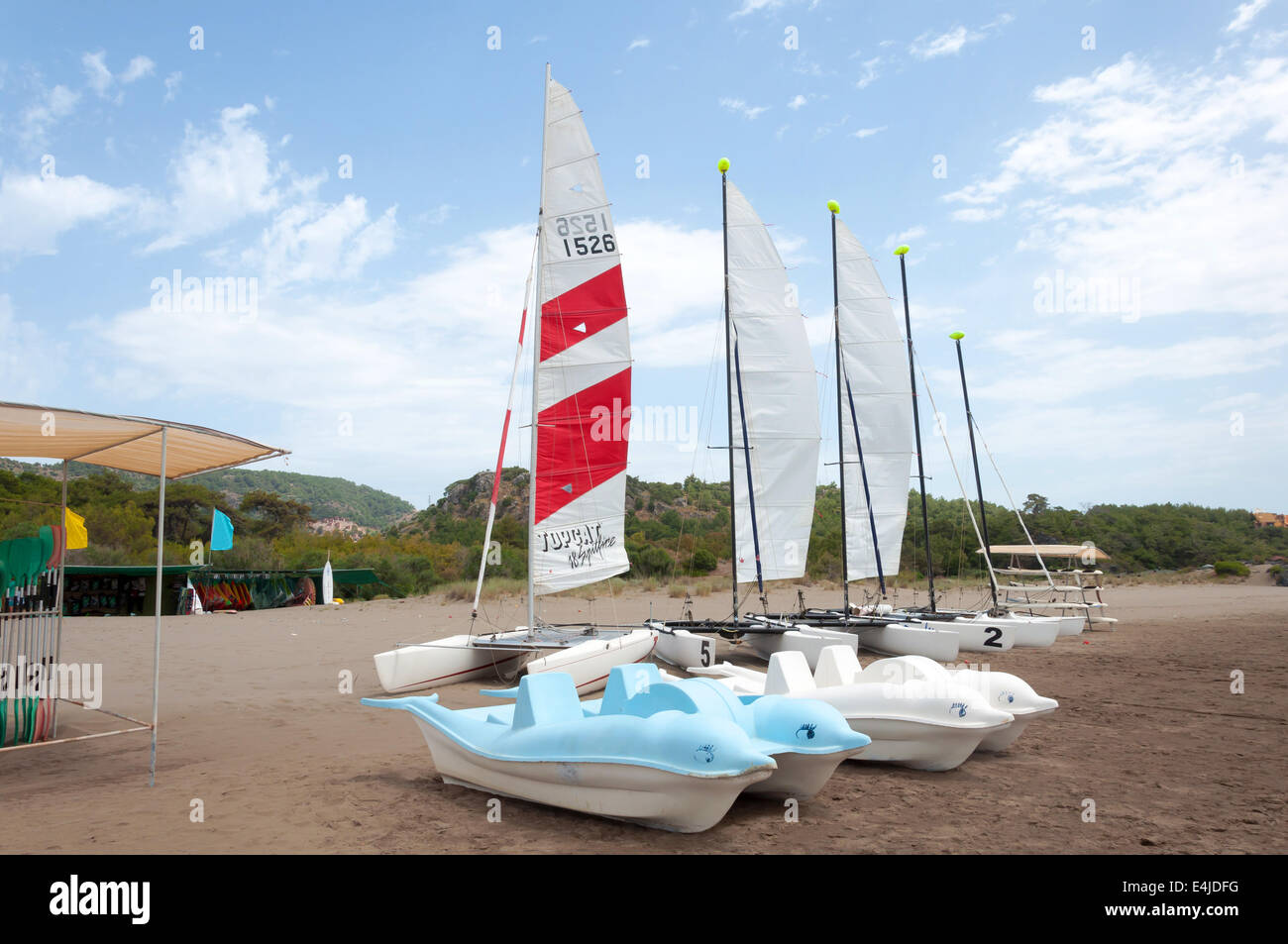 Sailing catamarans on the beach Stock Photo - Alamy