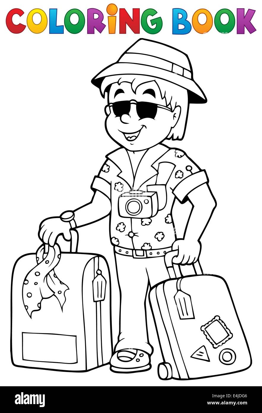 Coloring book travel thematics 1 - picture illustration Stock Photo - Alamy