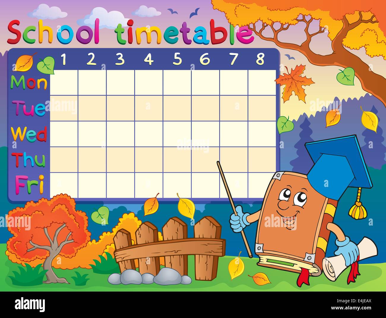 School timetable composition 3 - picture illustration Stock Photo - Alamy