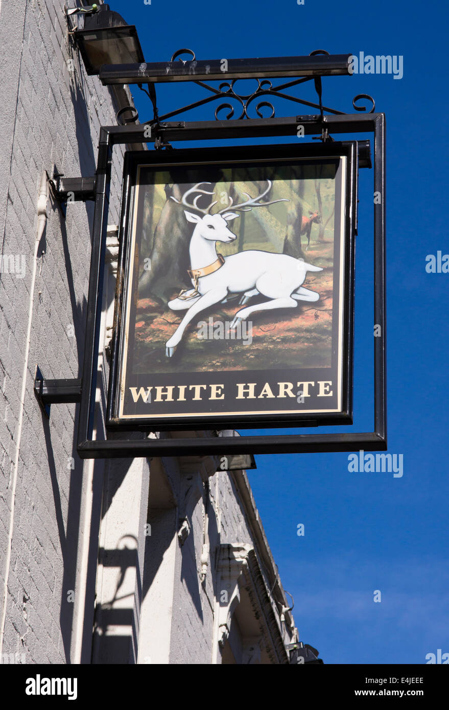 The sign for the White Hart Pub on Park Row. Bristol city center ...