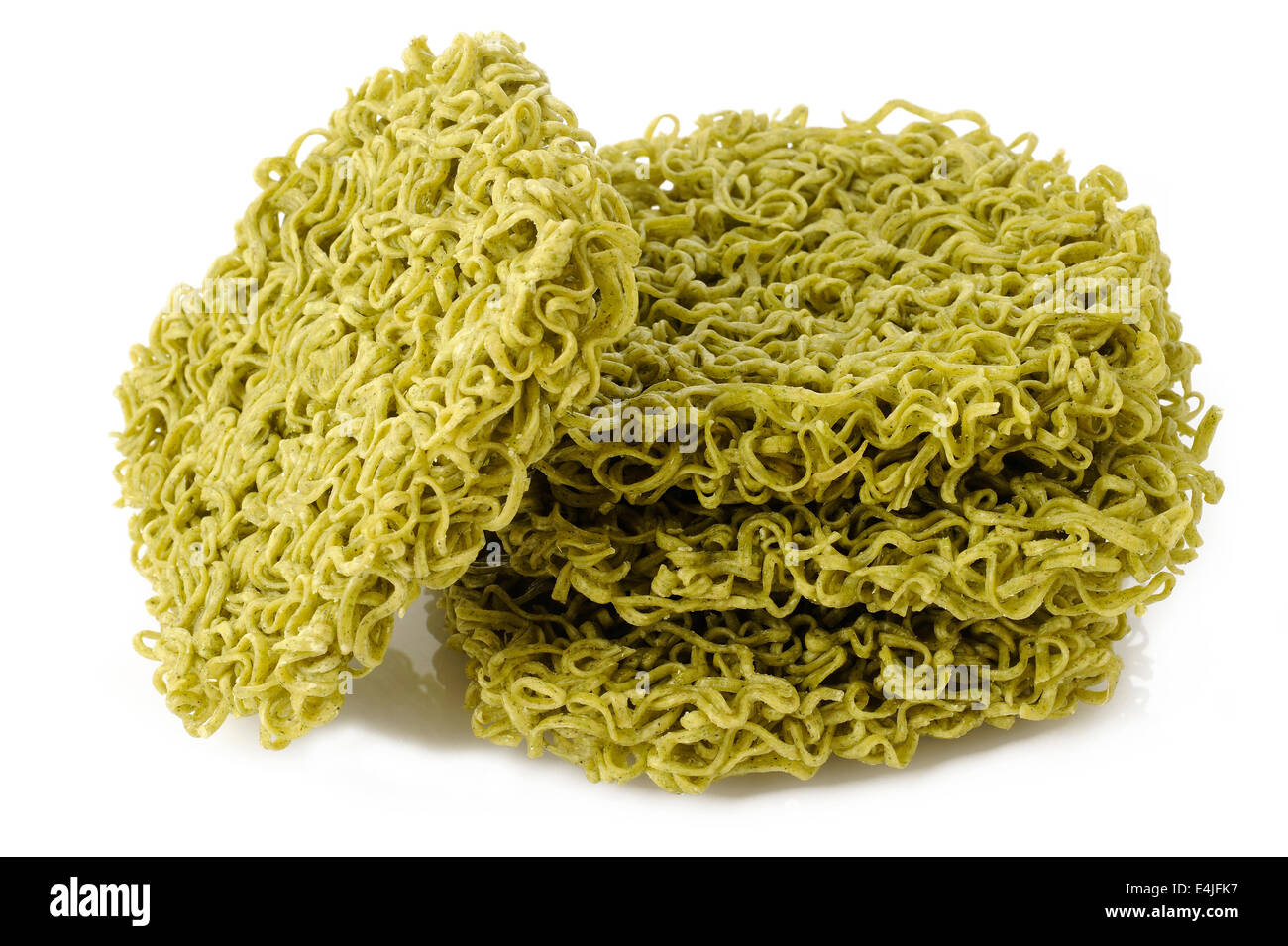 Dried organic green noodles on white background Stock Photo - Alamy