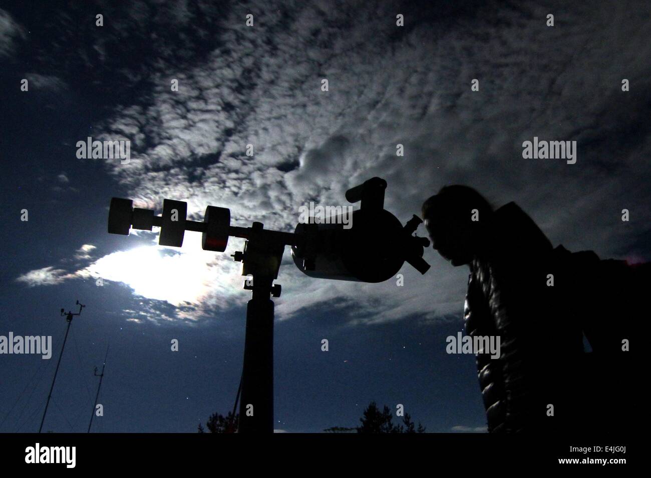 Rozhen, Bulgaria. 12th July, 2014. Astronomers observe a perigee moon ...